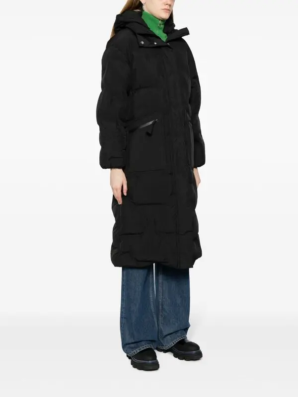 GANNI Hooded Quilted Mid-length Coat
