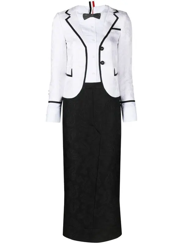 Thom Browne Trompe L'oeil Tuxedo Dress - White