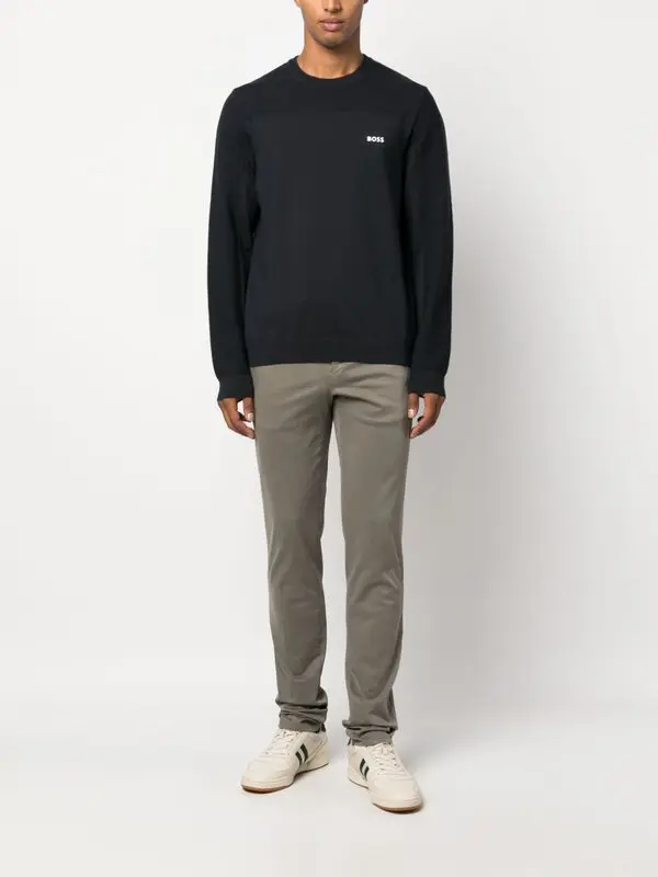 BOSS Logo-patch Round-neck Jumper - Blue