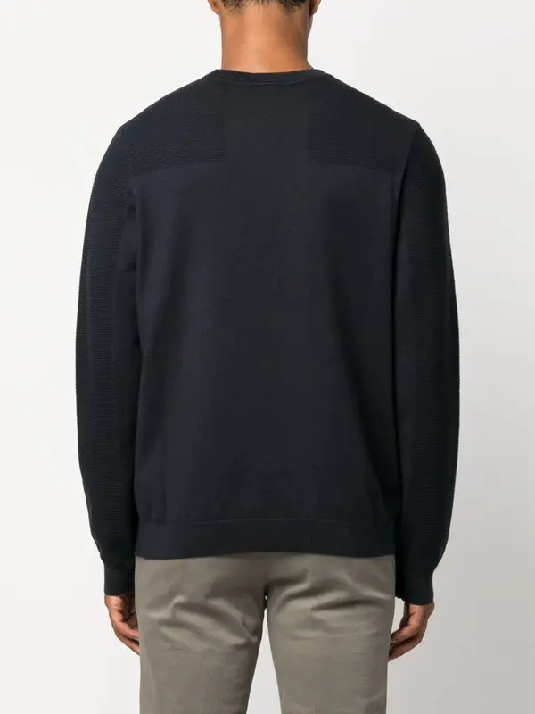 BOSS Logo-patch Round-neck Jumper - Blue