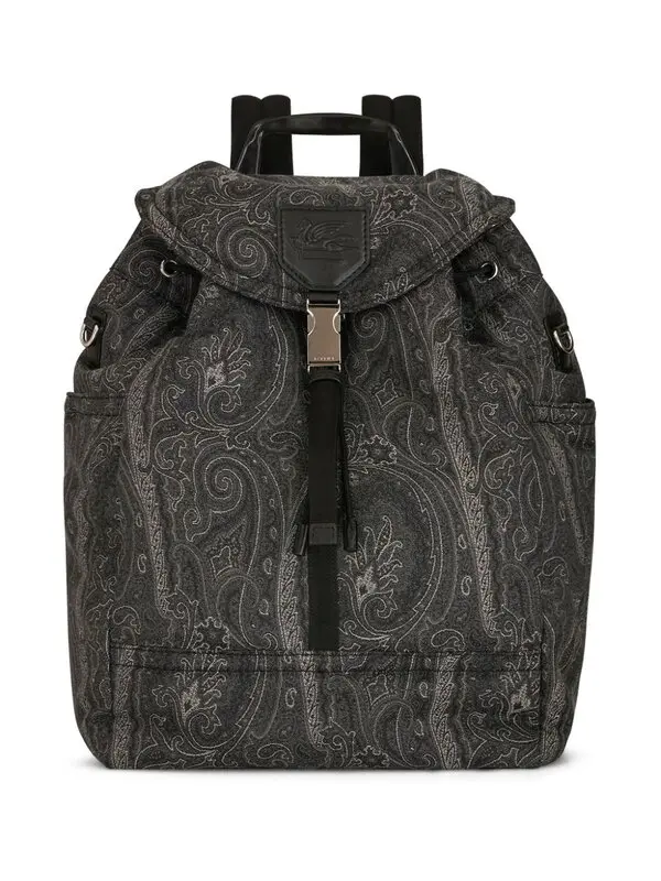 Etro Pegaso-motif Paisley-print Backpack - Black