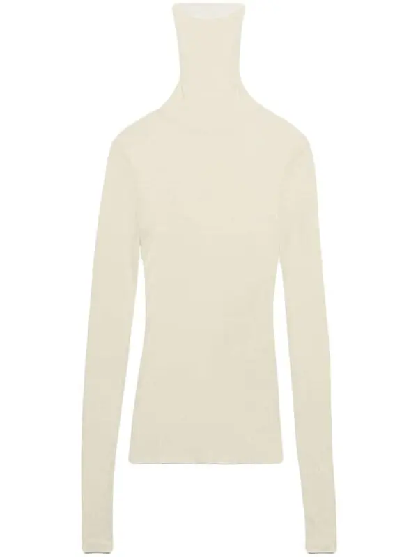 AMI Paris Roll-neck Ribbed Sweater - Neutrals