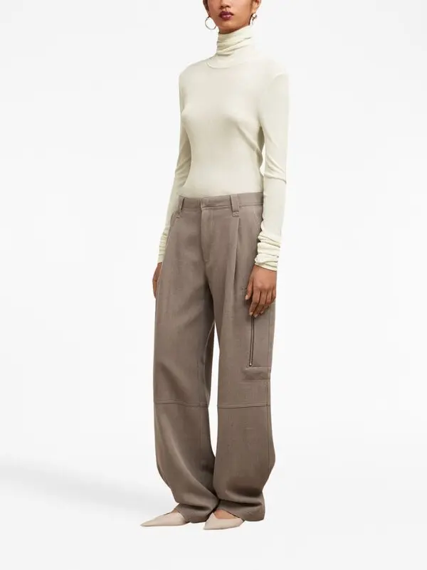 AMI Paris Roll-neck Ribbed Sweater - Neutrals