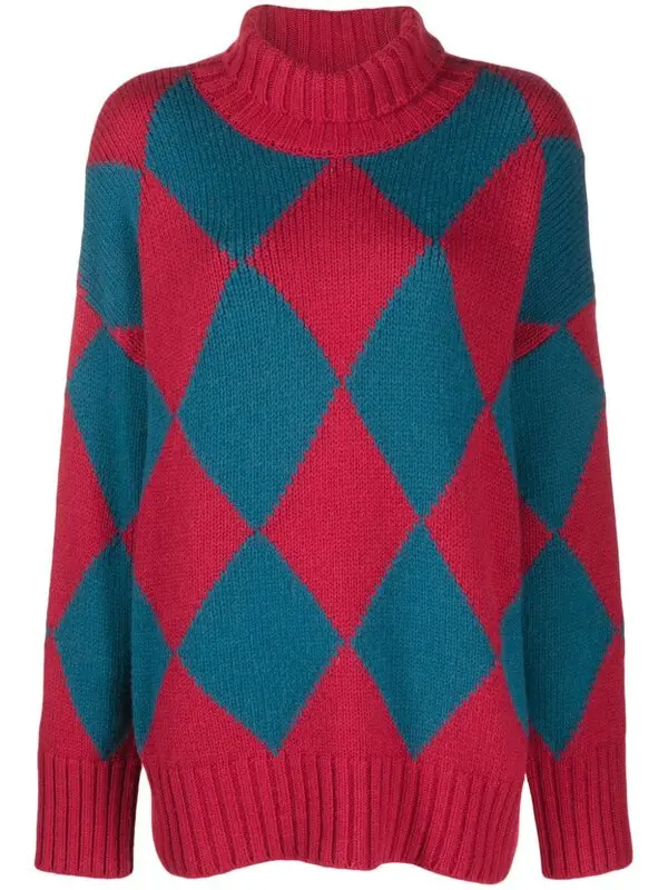 La DoubleJ Argyle Intarsia-knit Jumper - Blue