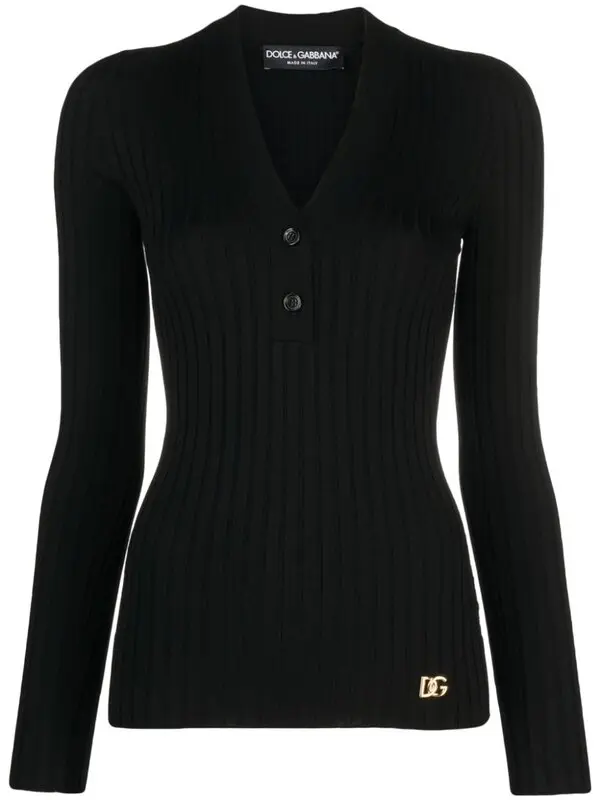 Dolce & Gabbana Logo-plaque Wool-blend Top