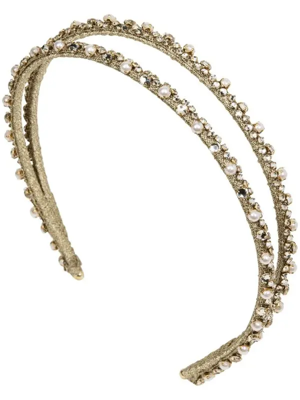 JENNIFER BEHR Gina Crystal-embellished Double Headband - Gold