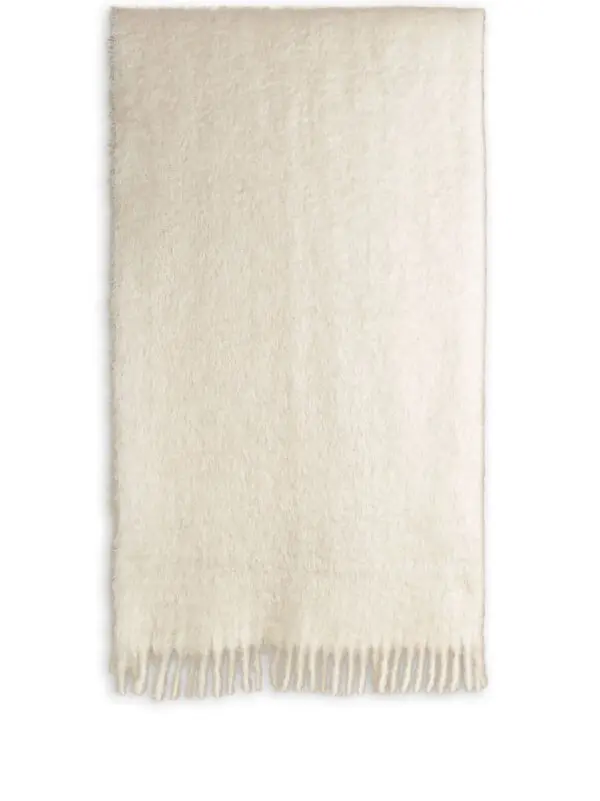 THE HOUSE OF LYRIA Infinità Fringed Mohair Throw - White