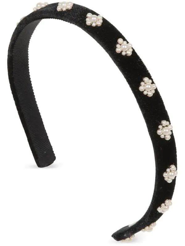 JENNIFER BEHR Maggie Pearl-embellished Headband - Black