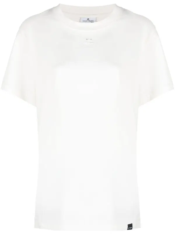 COURREGES Logo-patch Cotton T-shirt - White