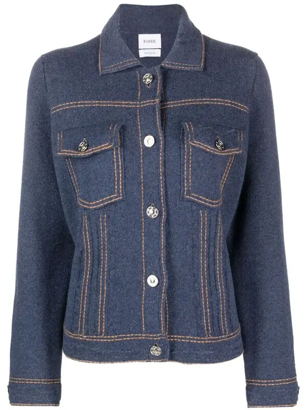 BARRIE Contrast-stitching Denim-effect Jacket - Blue