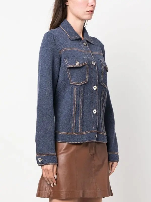 BARRIE Contrast-stitching Denim-effect Jacket - Blue