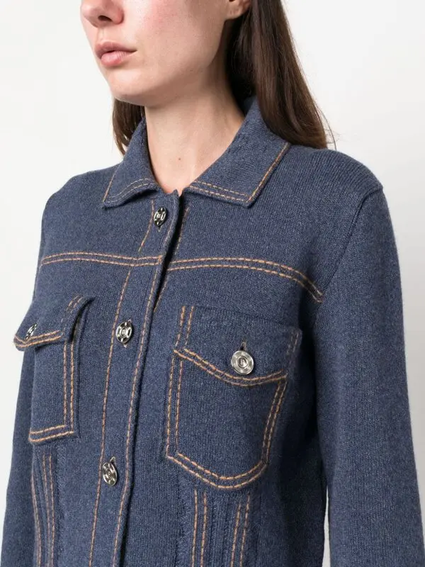 BARRIE Contrast-stitching Denim-effect Jacket - Blue