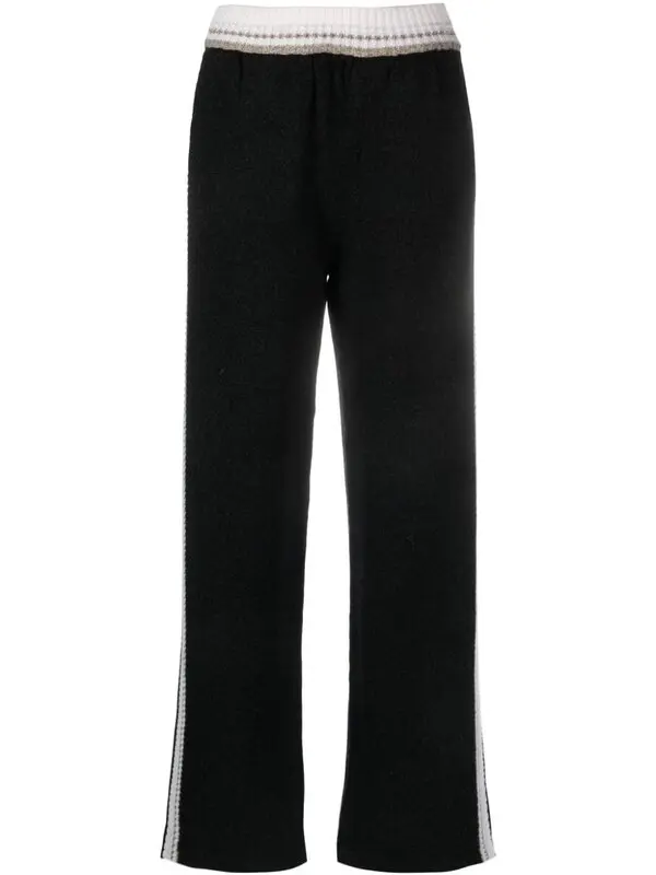 BARRIE Stripe-detail Trousers - Black