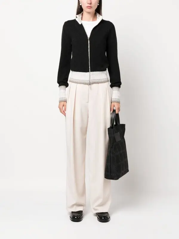 BARRIE Mottled Zip-up Cashmere Cardigan - Black