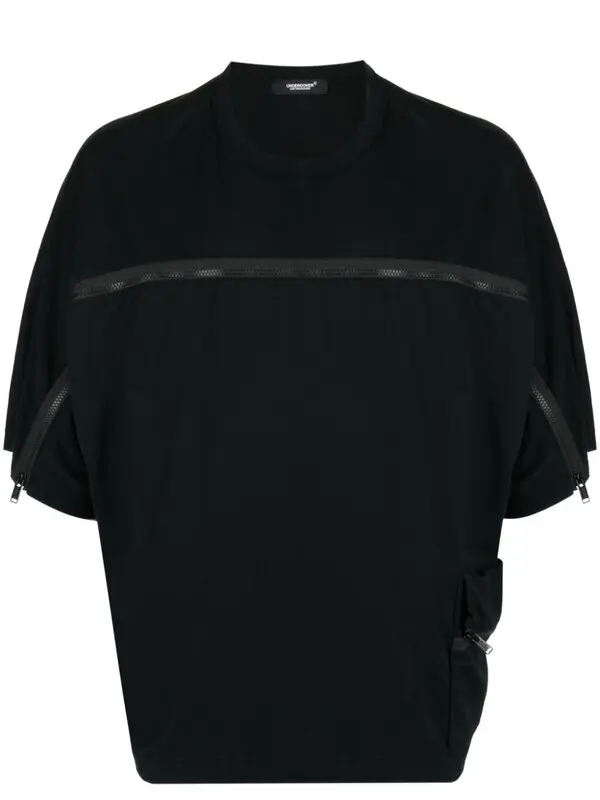 Undercoverism Zip-Detail Cotton T-Shirt In Black - 30% Off