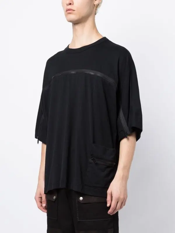 Undercoverism Zip-Detail Cotton T-Shirt In Black - 30% Off