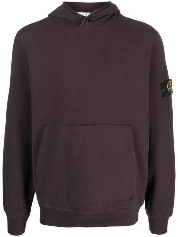 Stone Island Compass-patch Cotton Hoodie - Purple