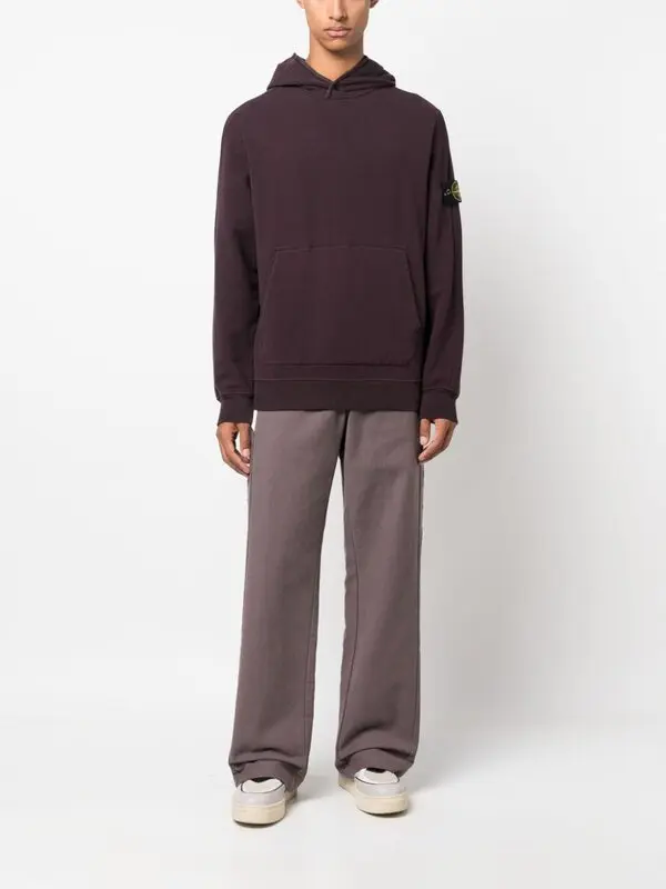 Stone Island Compass-patch Cotton Hoodie - Purple