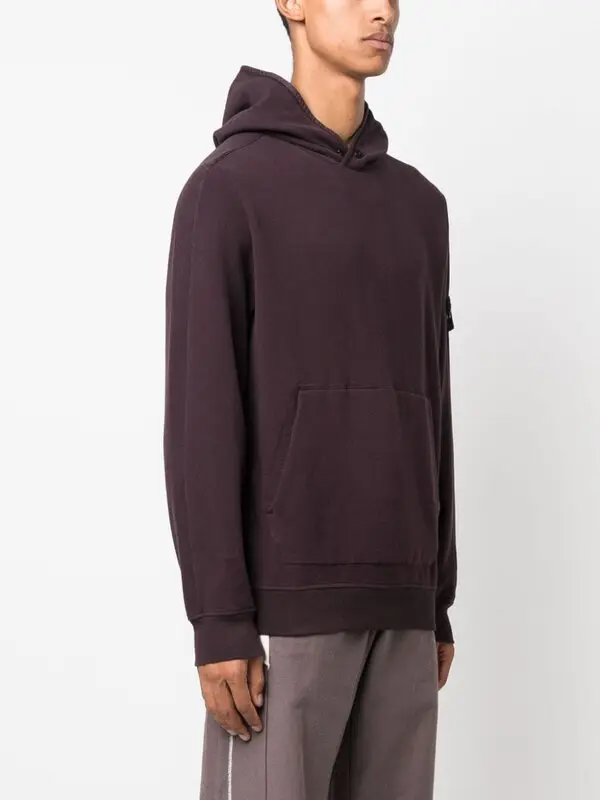 Stone Island Compass-patch Cotton Hoodie - Purple