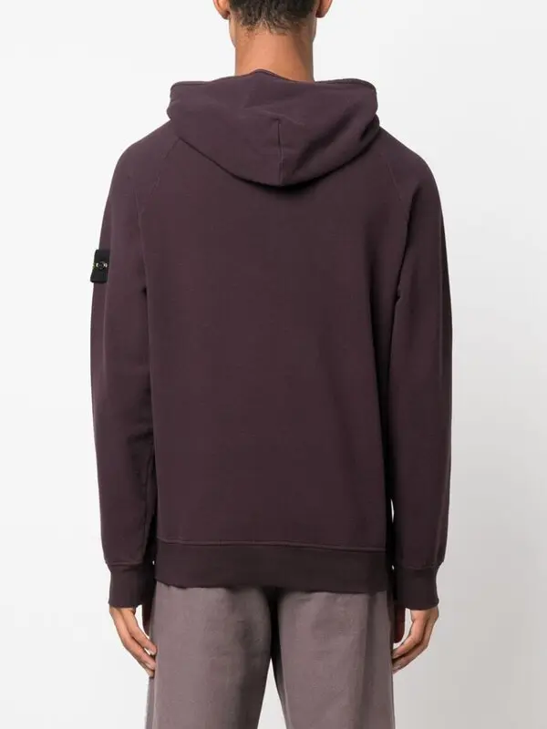Stone Island Compass-patch Cotton Hoodie - Purple