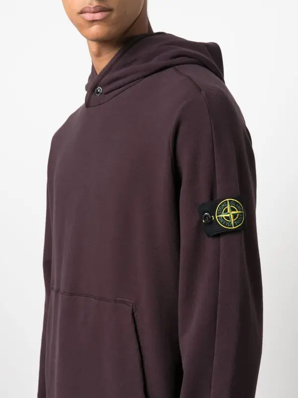 Stone Island Compass-patch Cotton Hoodie - Purple