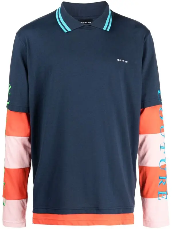 BOTTER Layered-effect Logo-embroidered T-shirt - Blue