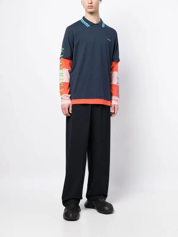 BOTTER Layered-effect Logo-embroidered T-shirt - Blue