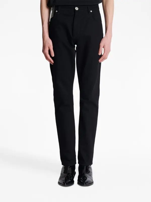 Balmain Crystal-embellished Straight-leg Jeans - Black