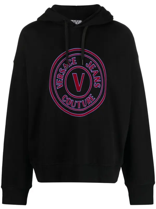 Versace Logo-print Cotton Hoodie - Black