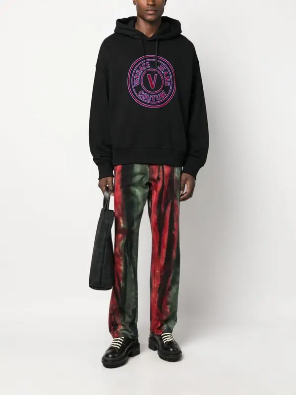 Versace Logo-print Cotton Hoodie - Black