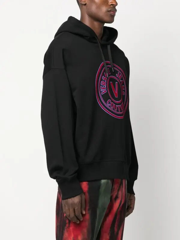 Versace Logo-print Cotton Hoodie - Black