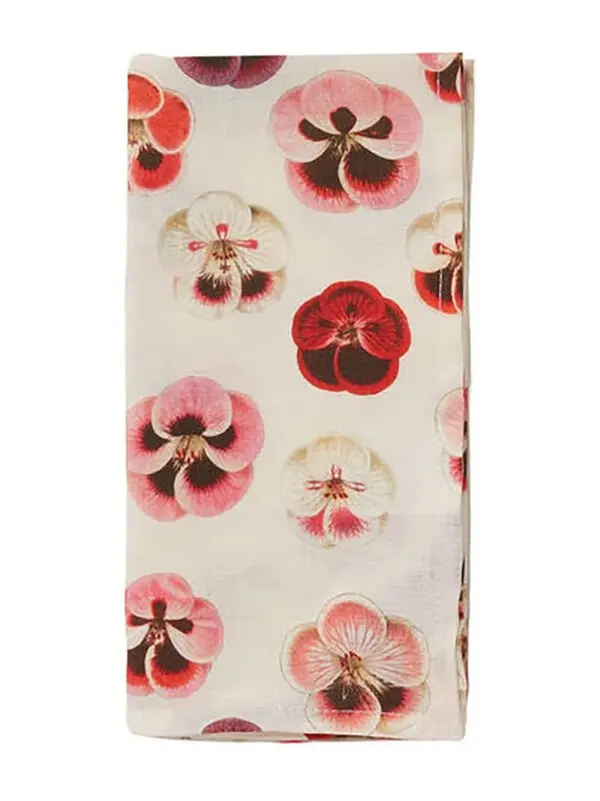 La DoubleJ Micro-pansy Print Linen Napkins