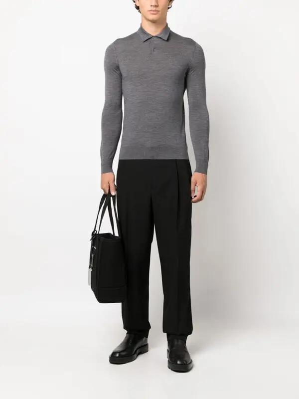 BALLANTYNE Fine-knit Wool Polo Shirt