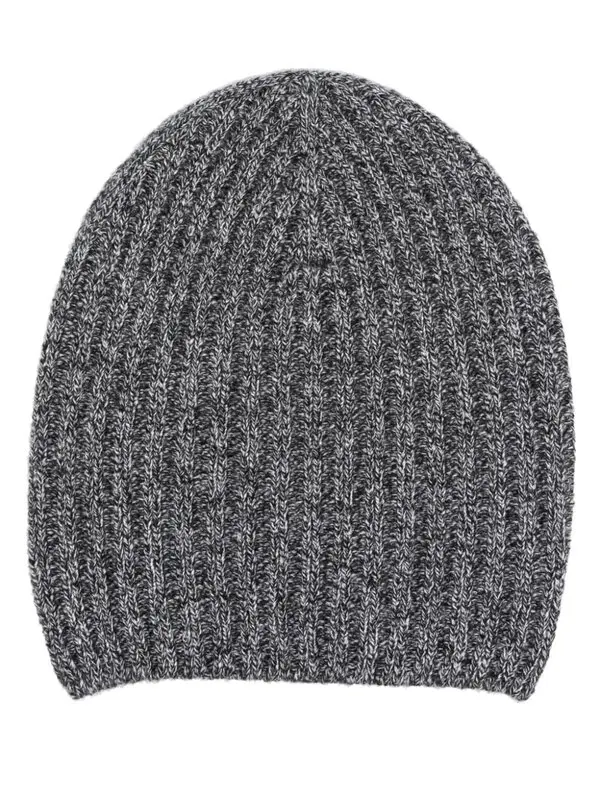 BARRIE Mélange-effect Ribbed-knit Cashmere Beanie - Blue