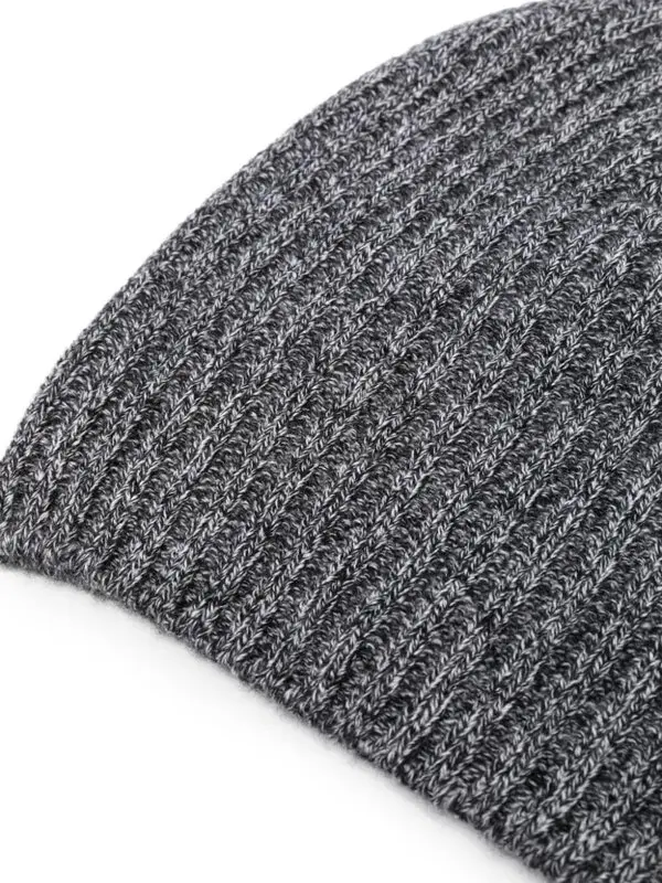 BARRIE Mélange-effect Ribbed-knit Cashmere Beanie - Blue