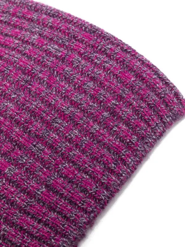 BARRIE Mélange-effect Ribbed-knit Cashmere Beanie - Pink