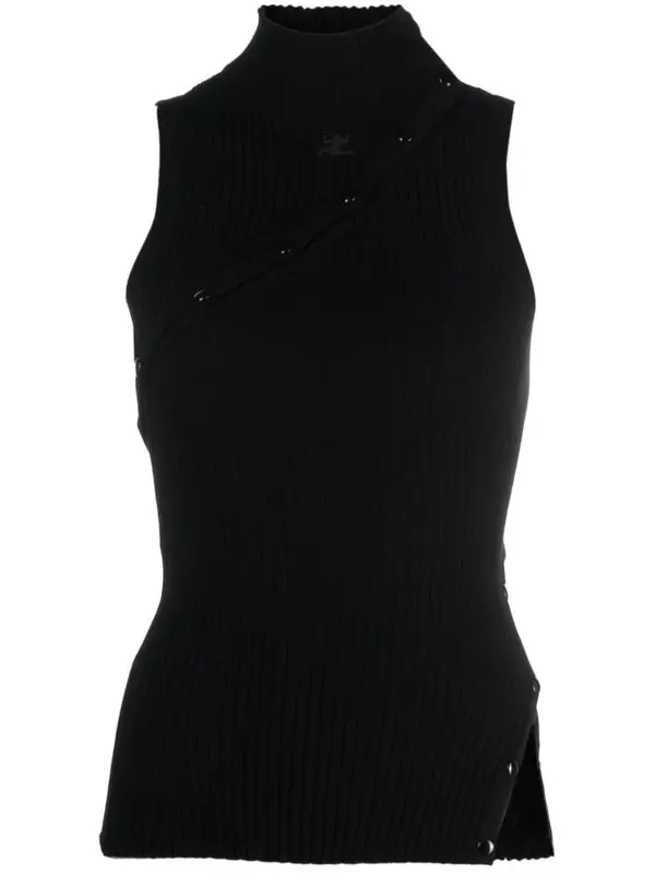 COURREGES Logo-embroidered Ribbed Tank Top