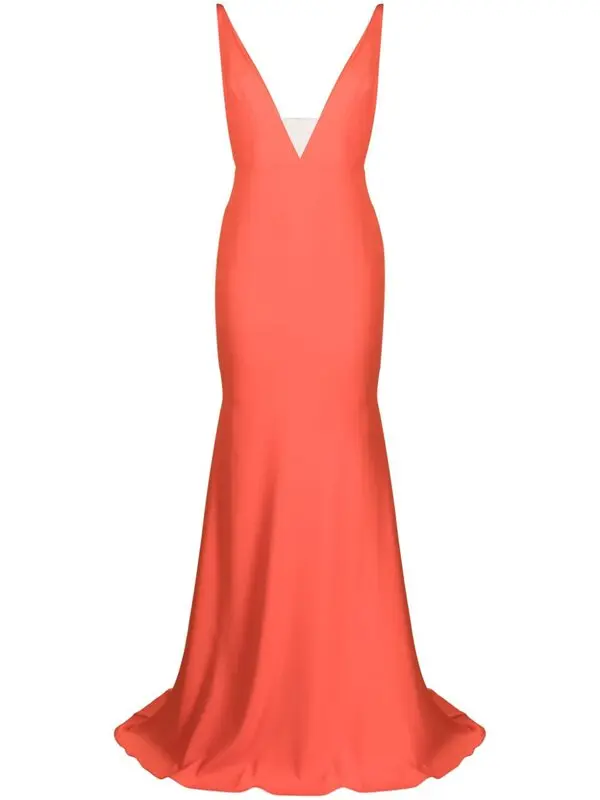 Alex Perry Plunge-neck Fishtail Gown
