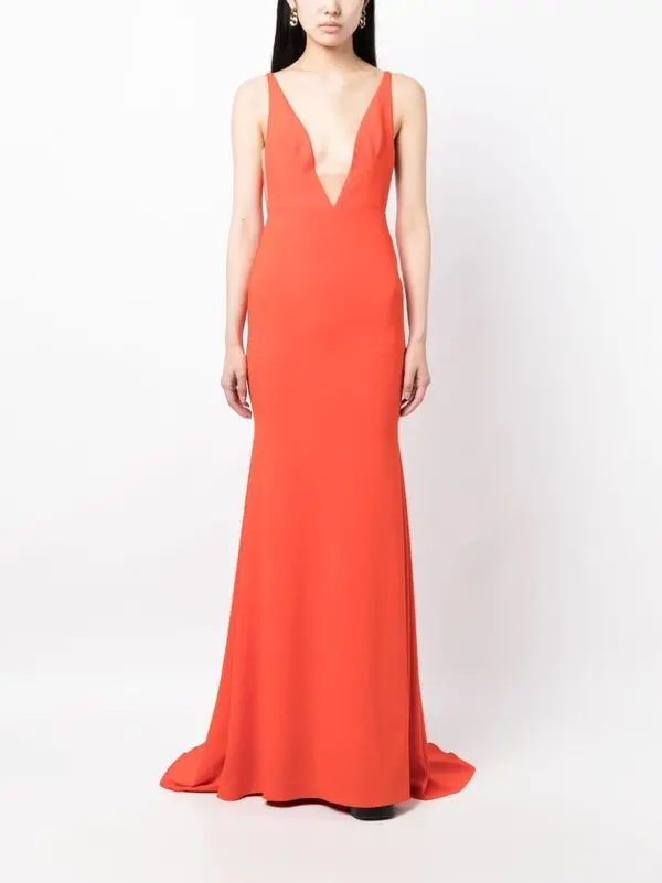 Alex Perry Plunge-neck Fishtail Gown