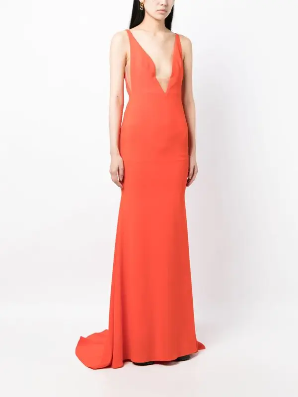 Alex Perry Plunge-neck Fishtail Gown