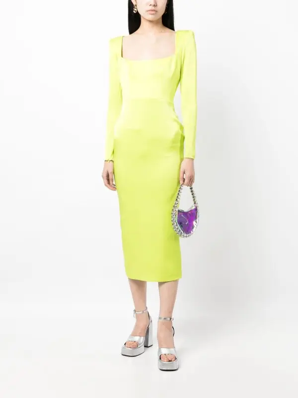 Alex Perry Square-neck Midi Dress - Green