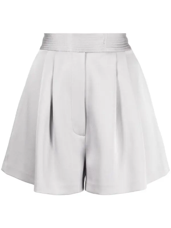 Alex Perry Pleated High-waisted Shorts - Grey