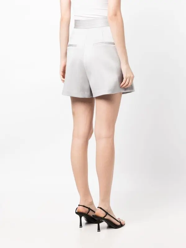Alex Perry Pleated High-waisted Shorts - Grey