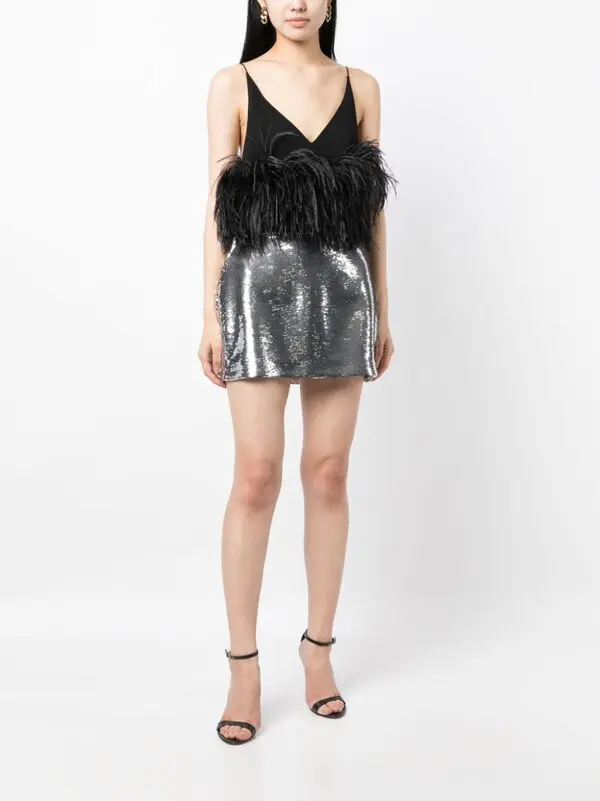 Alex Perry Sequin-embellished Mini Skirt - Silver