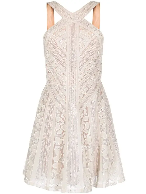 Elie Saab Bead-embellished Silk A-line Dress
