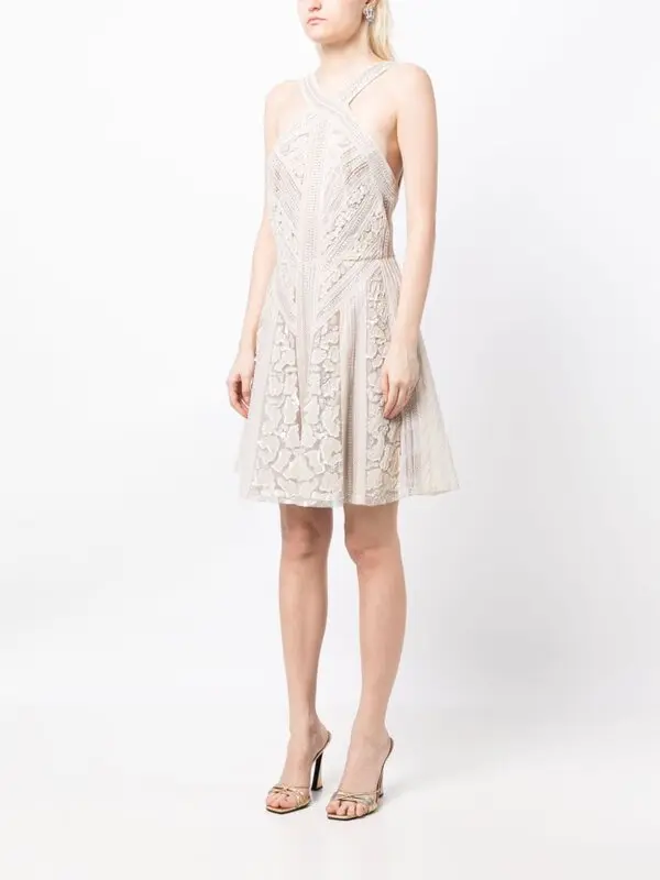 Elie Saab Bead-embellished Silk A-line Dress