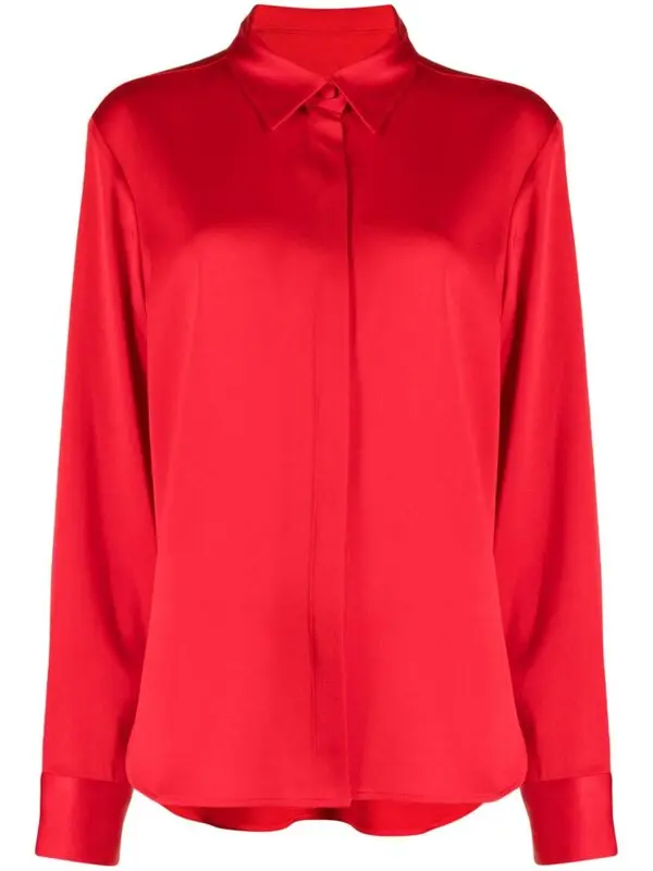 Alex Perry Satin Button-down Shirt - Red