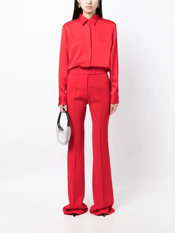 Alex Perry Satin Button-down Shirt - Red