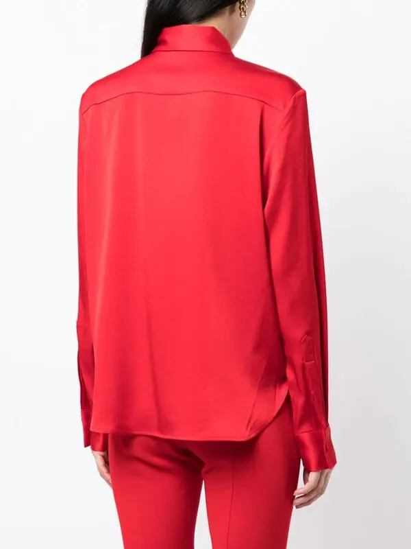 Alex Perry Satin Button-down Shirt - Red