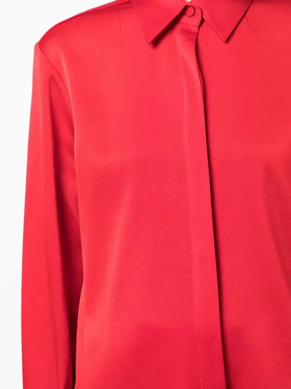 Alex Perry Satin Button-down Shirt - Red